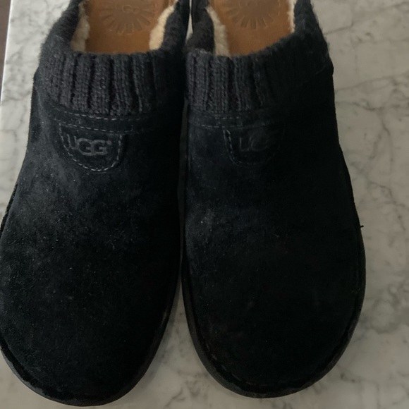UGG | Shoes | Ugg Black Suede Leather Wedge Mule Clogs | Poshmark